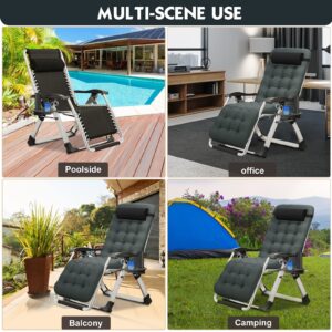 MOPHOTO Zero Gravity Chair, Outdoor Padded Lounge Chair with Side Table, Reclining Chair, Sturdy & Comfortable, Supports up to 440lbs