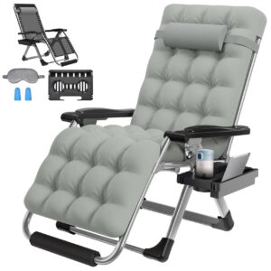 zenpetio 26in zero gravity chair, zero gravity recliner lounge chair for indoor and outdoor, reclining camping chair for lawn and patio, anti gravity chair w/cushion, cup holder and footrest, 440lbs