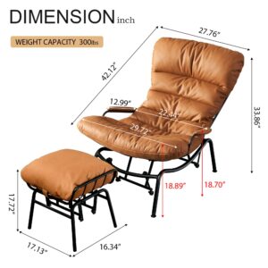 ovios Glider Rocking Chair with Ottoman, Mid Century Modern Accent Chair, Comfy Gliding Rocker Lazy Recliner Chair with Arms for Living Room and Small Space, Brown