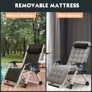 MOPHOTO Zero Gravity Chair, Outdoor Padded Lounge Chair with Side Table, Zero Gravity Recliner Chair, Outdoor Reclining Chair, Sturdy & Comfortable, Supports up to 440lbs