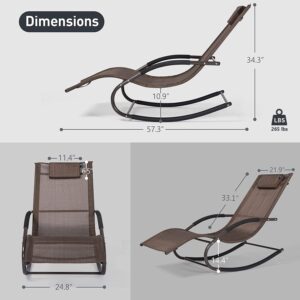 Mansion Home Lounge Chairs, Chaise Lounges with Detachable Pillow for Patio, Lawn, Pool, Outdoor Lounge Chairs Set of 2, Brown