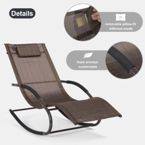 Mansion Home Lounge Chairs, Chaise Lounges with Detachable Pillow for Patio, Lawn, Pool, Outdoor Lounge Chairs Set of 2, Brown