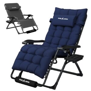 amopatio zero gravity chair with removable cushion & tray, xl 29in patio folding reclining lounge chair with footrest & headrest for indoor and outdoor, support 500lbs, navy