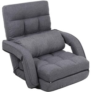 floguor indoor floor gaming chairs for adults with back support,chaise lounge, 42-position folding lazy sofa with pillow for living room, bedroom, balcony(grey) 8803gr