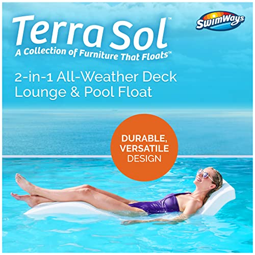 SwimWays Terra Sol Sonoma 2-in-1 Adult Pool Floats & Patio Lounge Chair, Durable Beach Chair & Outdoor Chaise Lounge, White