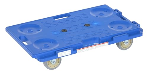 Vestil PCS-1626 Plastic Interlocking Dolly with Polypropylene Caster, 250 lbs Capacity, 16” Width x 26” Length x 6-1/2” Height , Deck Height