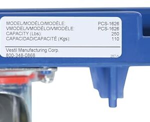 Vestil PCS-1626 Plastic Interlocking Dolly with Polypropylene Caster, 250 lbs Capacity, 16” Width x 26” Length x 6-1/2” Height , Deck Height