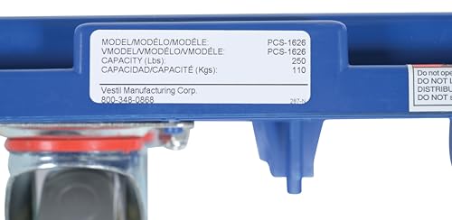 Vestil PCS-1626 Plastic Interlocking Dolly with Polypropylene Caster, 250 lbs Capacity, 16” Width x 26” Length x 6-1/2” Height , Deck Height