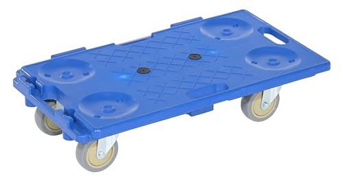 Vestil PCS-1626 Plastic Interlocking Dolly with Polypropylene Caster, 250 lbs Capacity, 16” Width x 26” Length x 6-1/2” Height , Deck Height