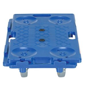 Vestil PCS-1626 Plastic Interlocking Dolly with Polypropylene Caster, 250 lbs Capacity, 16” Width x 26” Length x 6-1/2” Height , Deck Height