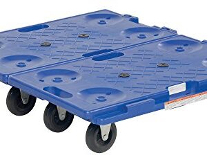 Vestil PCS-1626 Plastic Interlocking Dolly with Polypropylene Caster, 250 lbs Capacity, 16” Width x 26” Length x 6-1/2” Height , Deck Height