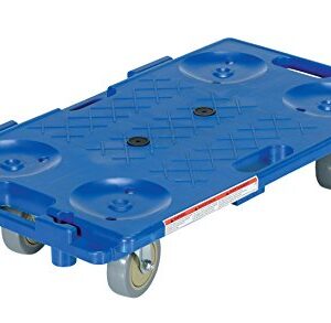 Vestil PCS-1626 Plastic Interlocking Dolly with Polypropylene Caster, 250 lbs Capacity, 16” Width x 26” Length x 6-1/2” Height , Deck Height