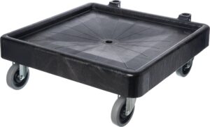 carlisle foodservice products e-z glide warewashing rack dolly dishwashing rack dolly with drain for kitchen and restaurants, plastic, 22.5 x 22.5 x 8 inches, black