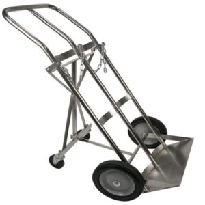 Large Dual Oxygen Tank Cart Dolly with Retractable, Ball-Bearing Wheels (Holds 2 Large Oxygen Tanks)