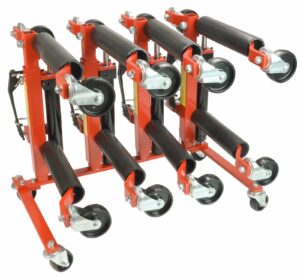 (4) dragway tools 12in. 1500 lb hydraulic car wheel dolly with storage stand