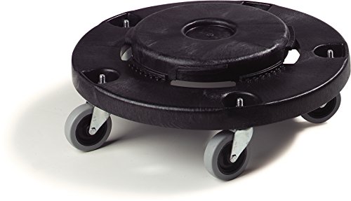 SPARTA Bronco Trash Can Dolly for 2, 32, 44, and 55 Gallon Containers with Twist-to-Lock for Restaurants & Kitchen, Polyproylene, 17.88 X 17.88 Inches, Black