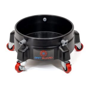 grit guard bucket dolly with wheels - rolling detailing wash bucket with 5 wheels and 2 locking casters compatible with 2.5, 4, 5 and 6 gallon buckets