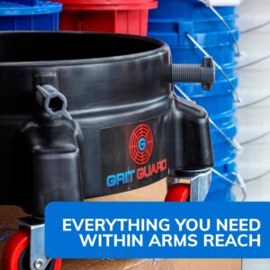 GRIT GUARD Bucket Dolly with Wheels - Rolling Detailing Wash Bucket with 5 Wheels and 2 Locking Casters Compatible with 2.5, 4, 5 and 6 Gallon Buckets