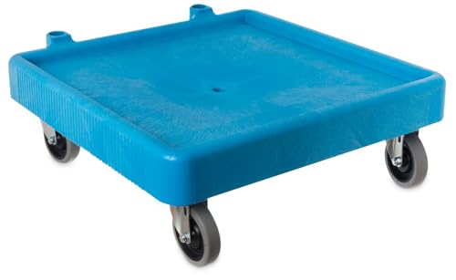 Carlisle FoodService Products E-Z Glide Warewashing Rack Dolly Dishwashing Rack Dolly with Drain for Kitchen and Restaurants, Plastic, 22.5 x 22.5 x 8 Inches, Blue