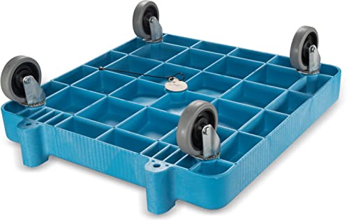 Carlisle FoodService Products E-Z Glide Warewashing Rack Dolly Dishwashing Rack Dolly with Drain for Kitchen and Restaurants, Plastic, 22.5 x 22.5 x 8 Inches, Blue