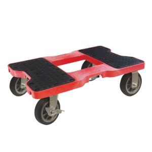 snap-loc 1500 lb all-terrain dolly red (usa!) with steel frame, 6 inch casters and optional e-strap attachment