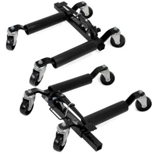 xtremepowerus set of (2) wheel dolly car skates vehicle positioning hydraulic tire jack ratcheting foot pedal lift hydraulic car wheel dolly, 1,250lbs