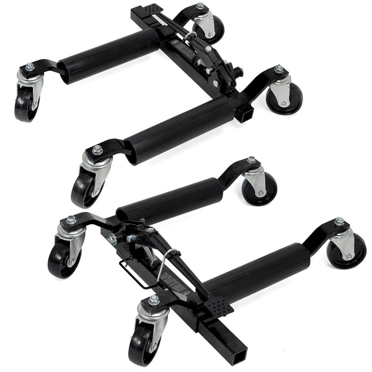 XtremepowerUS Set of (2) Wheel Dolly Car Skates Vehicle Positioning Hydraulic Tire Jack Ratcheting Foot Pedal Lift Hydraulic Car Wheel Dolly, 1,250lbs