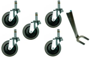 rubbermaid brute dolly replacement caster (5 casters + removal tool)