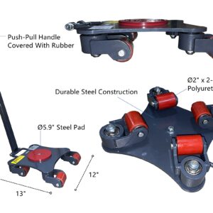 Rotating Machine Dolly (1100lb-8800lb) Multi-Direction 360° Rotation Pake Handling Tools (2200 lbs)