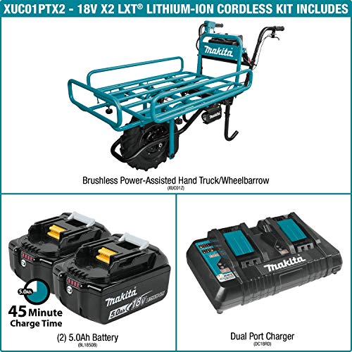 Makita XUC01PTX2 36V (18V X2) LXT® Brushless Power-Assisted Flat Dolly Kit (5.0Ah)