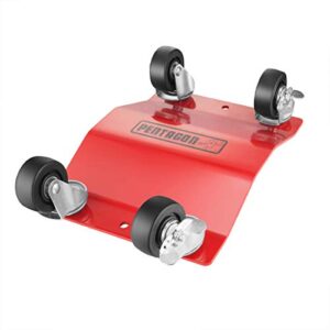 Car Dolly Set of 4 – Under Vehicle Tire Skates with Heavy-Duty Roller Wheel Casters – For Moving, Positioning Vehicles or Boats by Pentagon (Red)