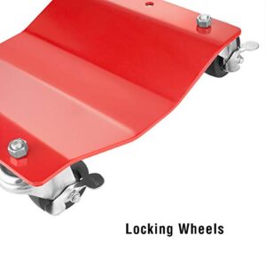 Car Dolly Set of 4 – Under Vehicle Tire Skates with Heavy-Duty Roller Wheel Casters – For Moving, Positioning Vehicles or Boats by Pentagon (Red)