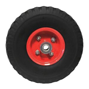 ez travel collection, heavy duty flat free 10" tire wheels, extra wide tires for wagon, dolly, hand truck, and cart (red)