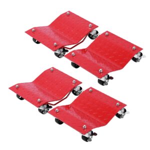 vivohome heavy duty vehicle mover dolly of 4 piece, wheel dolly car stakes 6000lbs capacity, car roller dolly moving cars, trucks, motorcycles, red