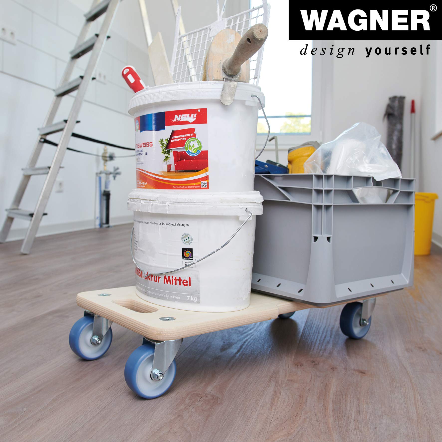 WAGNER Moving Dolly MM 1325 I 23.23 x 11.42 in - Ideal for unwieldy Items, Equipment & Furniture, 3 recessed Grips, FSC®-Certified, Load Capacity 661 lbs - 20132501