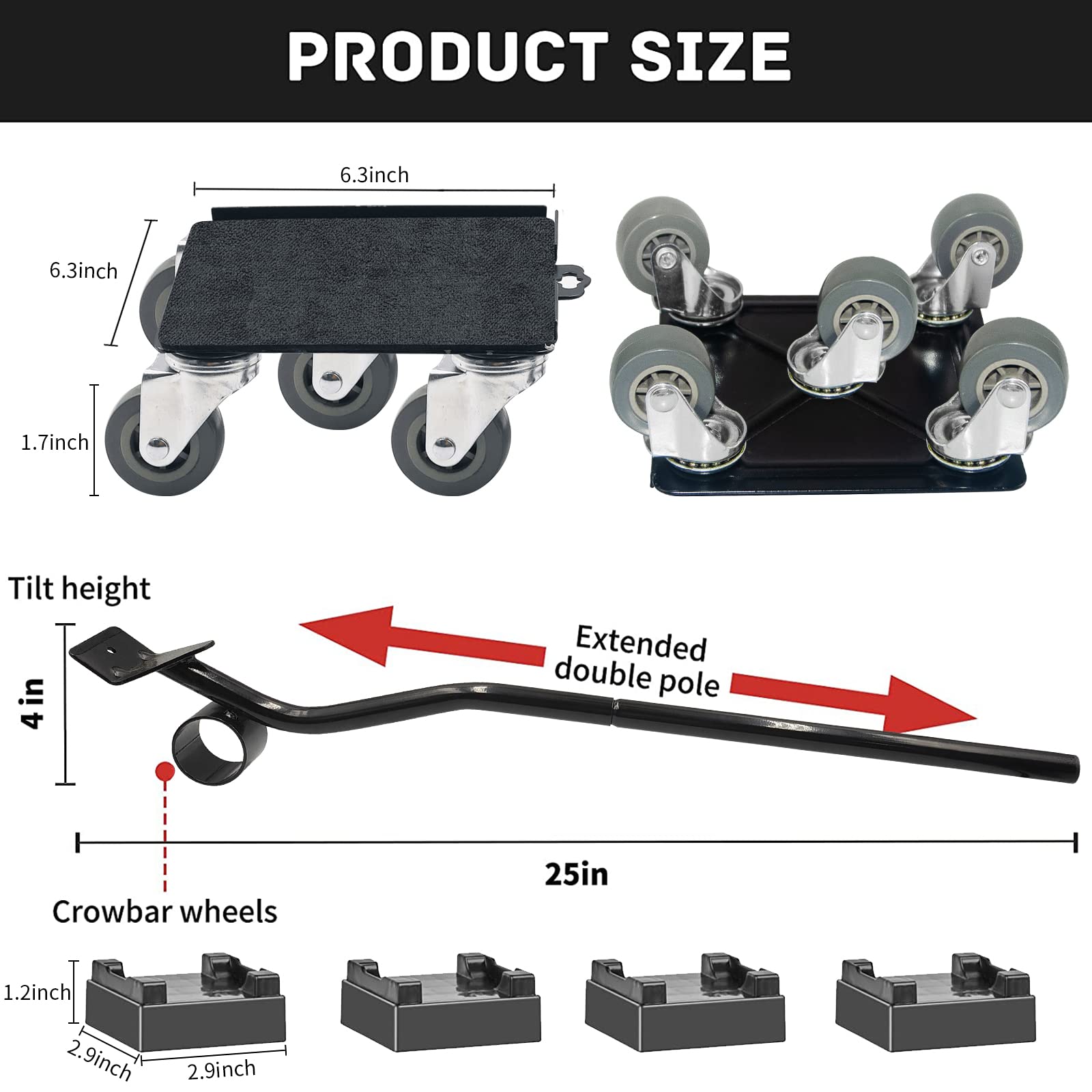 2022 Upgraded Larger Size Furniture Dolly, Moving Furniture Dolly with Casters, Furniture Lifter, Heavy Furniture Roller Mover Tool, 1300 Lbs Load Capacity Safe Dolly for Sofa Refrigerator