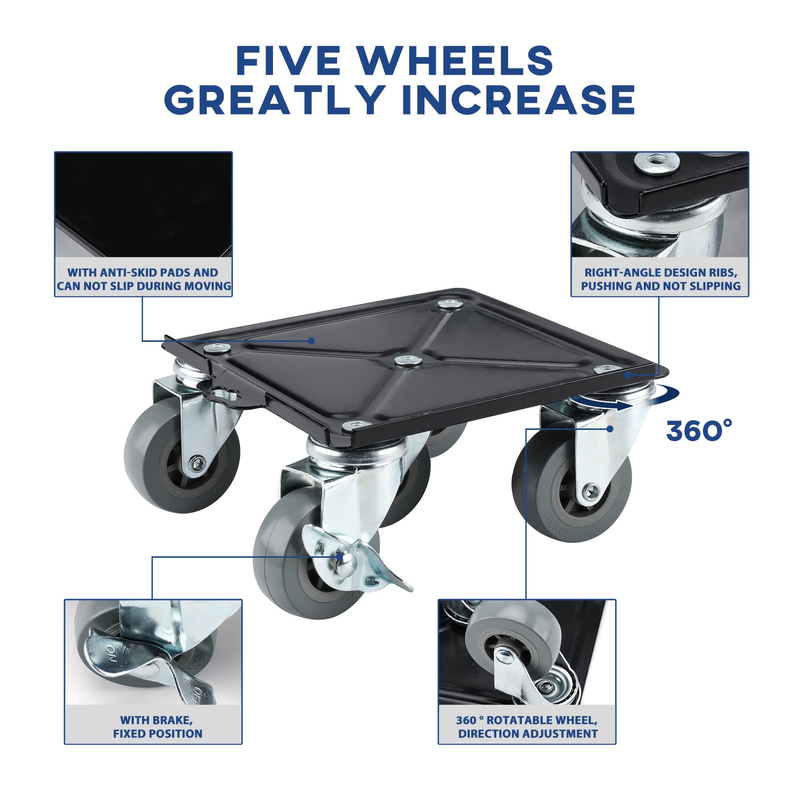 Insdawn Furniture Dolly Wheels Heavy Duty 5 Lockable Wheels Moving Dolly with Casters Hardwood Furniture Dolly Set with Lifter for Heavy Furniture in Home Office or Warehouses Hold 1500lbs