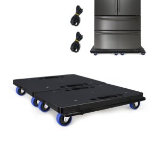 uholan flatbed dolly can connected two pcs one set household portable mobile dolly infinite rotary flat handtruck mobile furniture load 220lb black ，blue wheel (blue wheel)