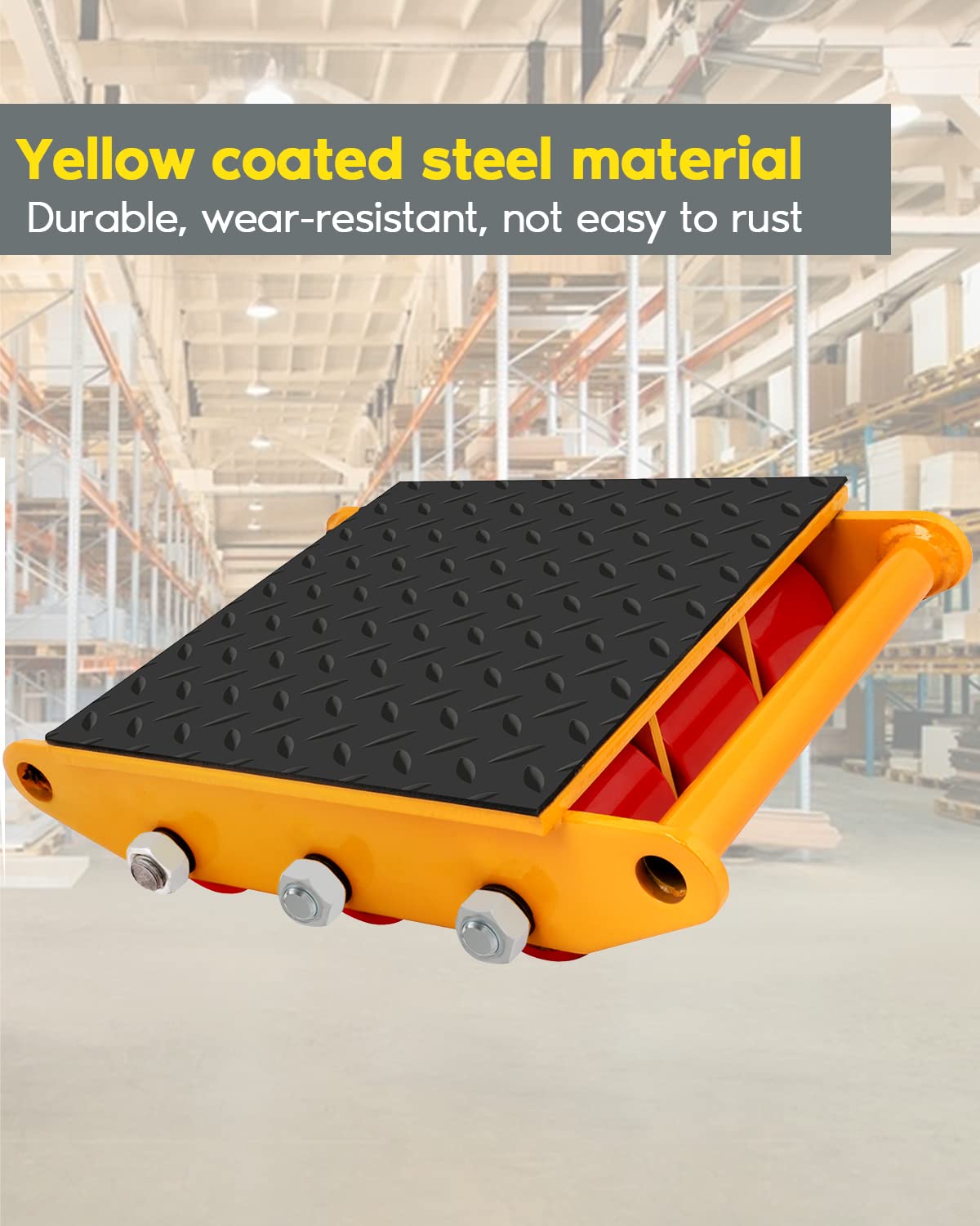 GCCSJ 15T Machinery Skate Dolly, 33000lbs Machinery Moving Skate Machinery Mover Skate with Non-Slip Belt and 9 PU Rollers, Dolly Machinery Skate for Industrial Moving Equipment