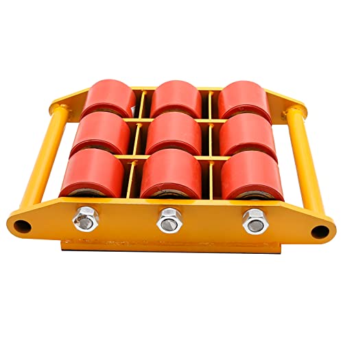 15T Heavy Duty Machine Dolly Machinery Skate Dolly 33000lbs Machinery Moving Skate 360° Rotation Cap with 9 PU Rollers for Heavy Duty Industrial Moving Equipment