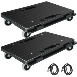 aqniegep furniture dolly 4 wheels dollies for moving dollies with wheel dolly cart with 2 x 60in bungee cords and a pair of gloves, each measures 16in x 11in x 3.5in, 550 lbs capacity, 2 pack