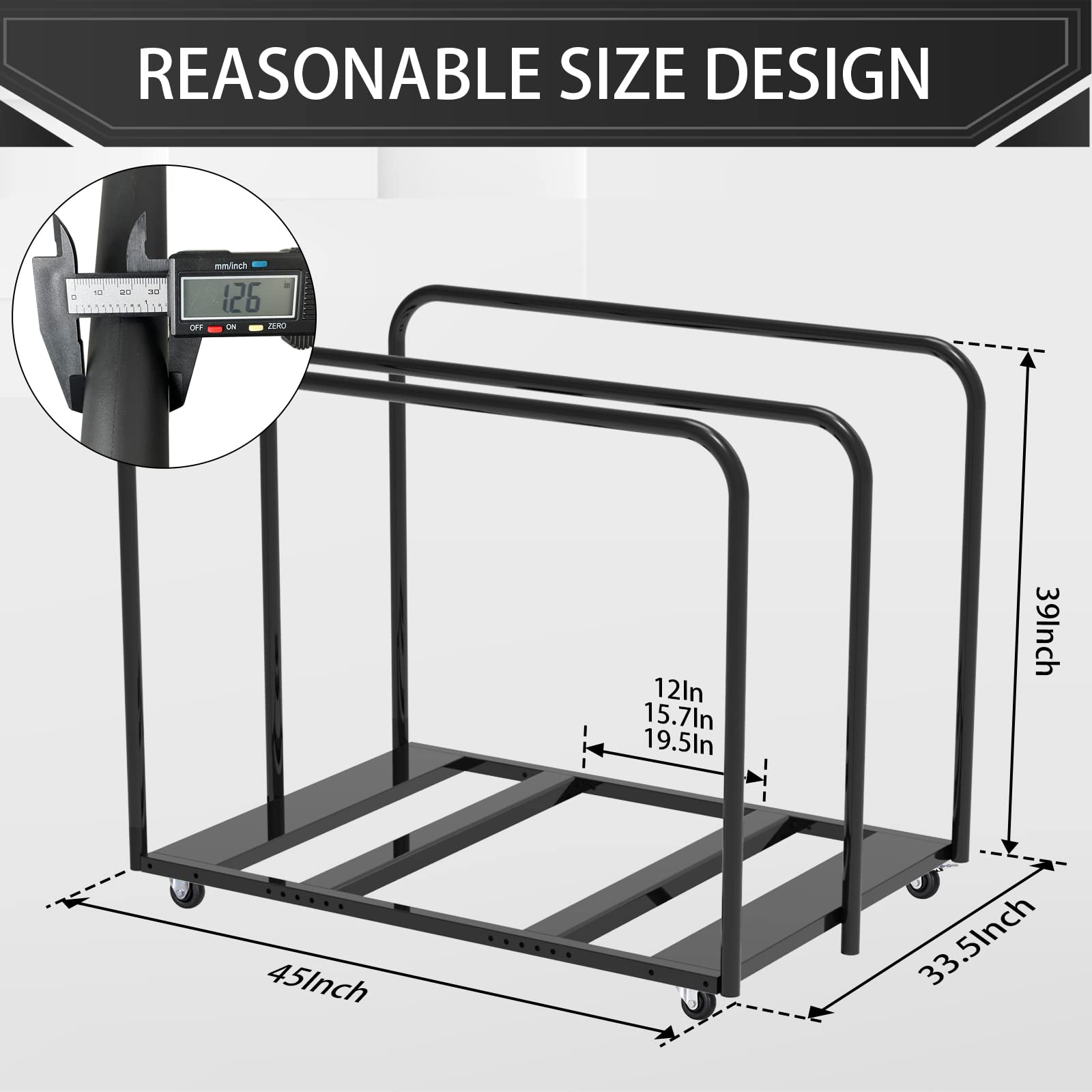 Folding Table Cart, Table Dolly With Braking Caster To Store And Move Folding Round Table Heavy Duty Panel Dolly For 10 Table Capacity With Gift - Tie-Down Staps And EVA Mats Easy To Roll And Assemble