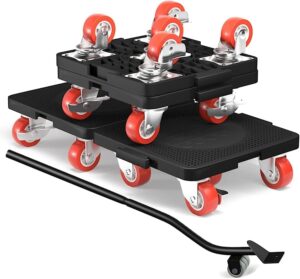 heavy duty furniture mover dolly set with lifter, 360° rotation 5-wheel furniture dollies, 400kg/800lbs capacity heavy stuff moving tool set