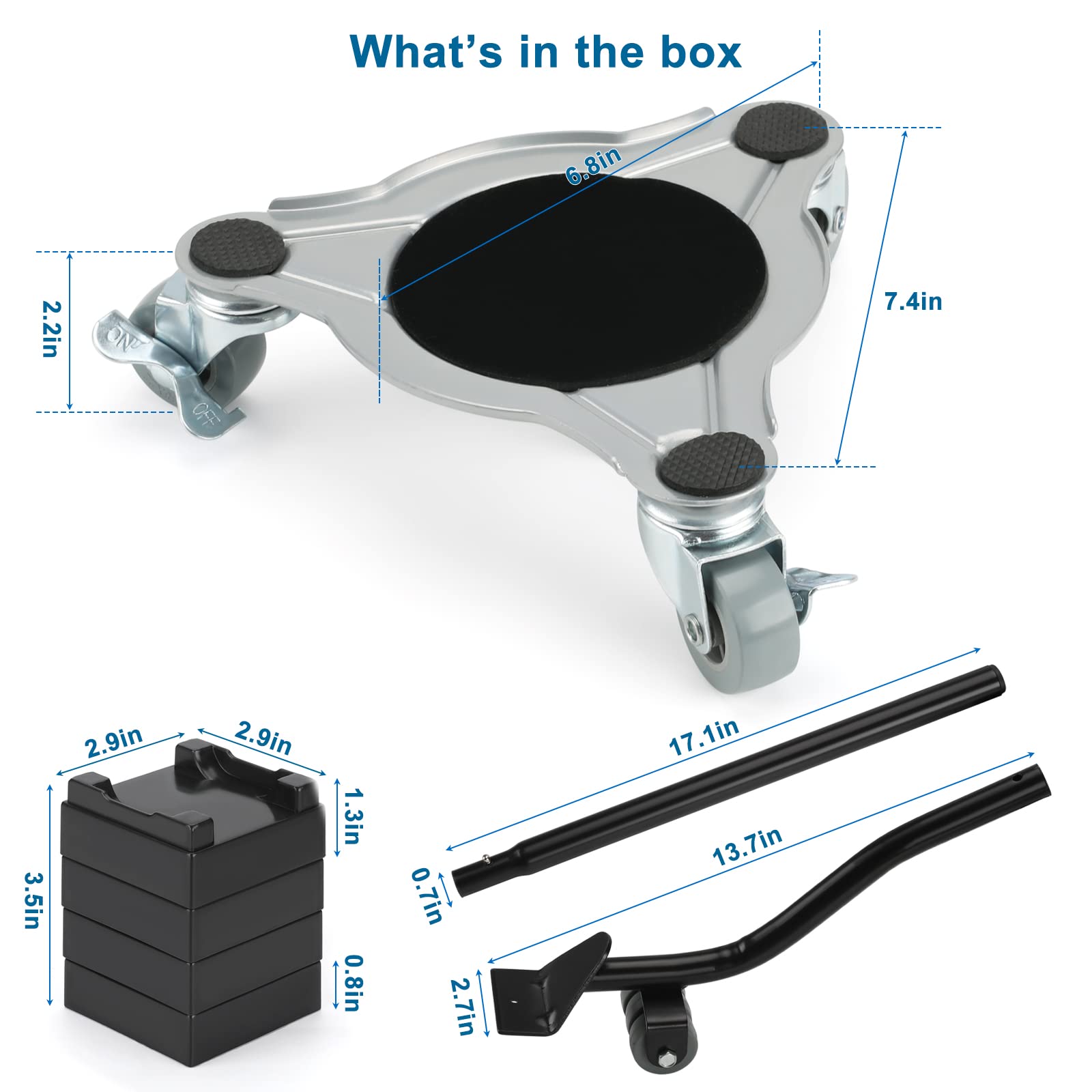 Insdawn Furniture Dolly Wheels Heavy Duty 4 Lockable Wheels Moving Dolly with Casters Furniture Dolly Set with Lifter for Heavy Furniture in Home Office or Warehouses Hold 800lbs,4-wheel Triangle