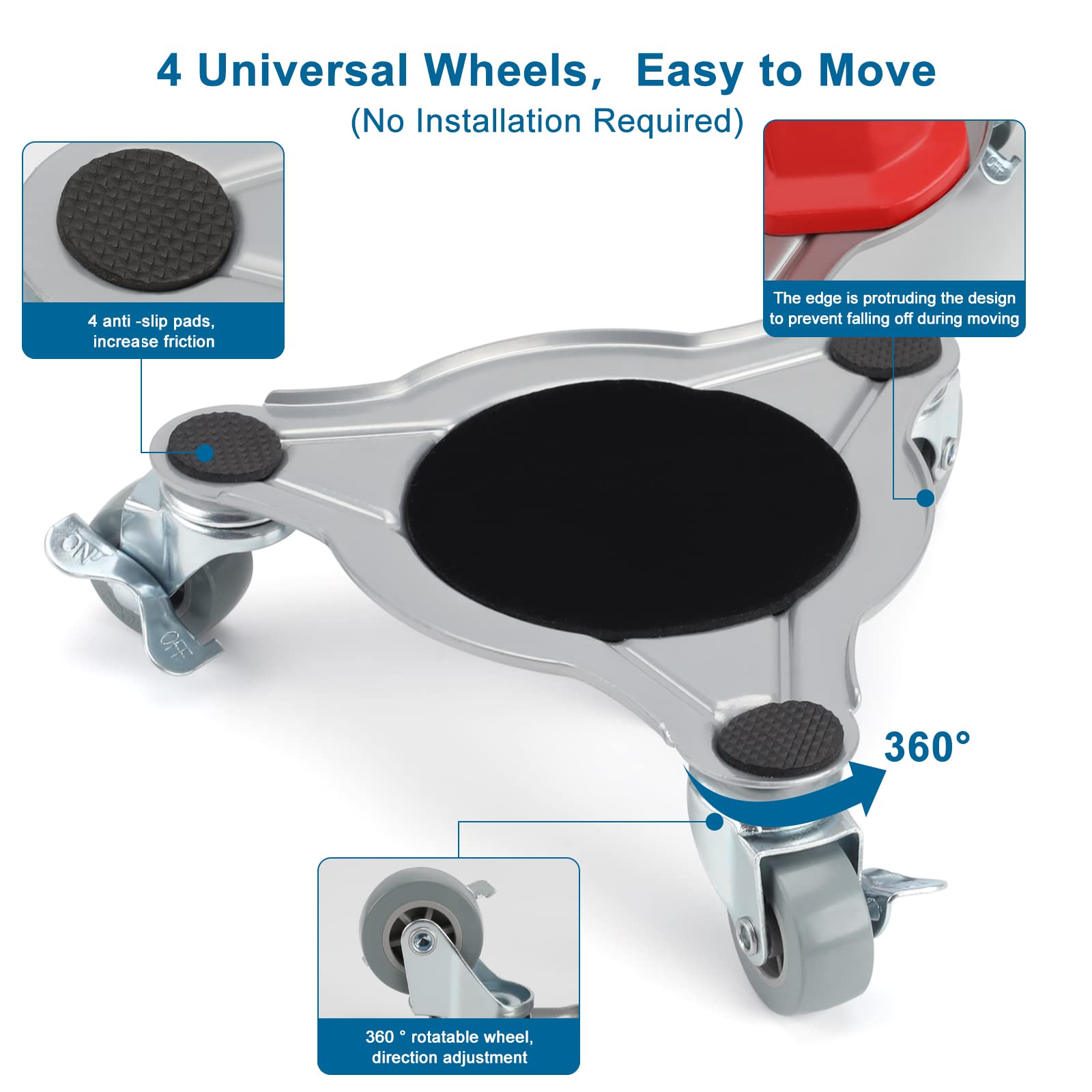 Insdawn Furniture Dolly Wheels Heavy Duty 4 Lockable Wheels Moving Dolly with Casters Furniture Dolly Set with Lifter for Heavy Furniture in Home Office or Warehouses Hold 800lbs,4-wheel Triangle