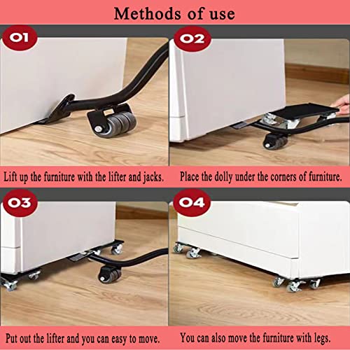 Locci Furniture Dolly, Furniture Movers with 5 Wheels, Furniture Lift Mover Tool Set with 360° Rotation Wheels, 1600 Lbs Capacity, for Moving Heavy Furniture, Refrigerator, Sofa, Cabinet