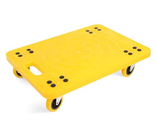 MaxWorks 50840 High Visibility Yellow 300-lb Capacity Movers Dolly with 4 Swivel Casters, 19-1/2" x 14-1/2" Platform