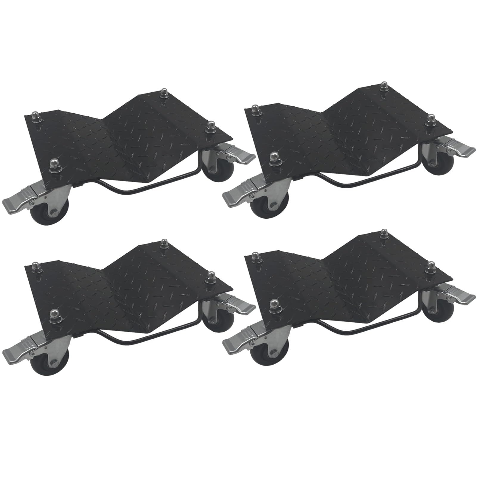 Set of 4 Car Tire Wheel Dolly Furniture Lifters - Heavy Duty Under Vehicle Tire Skates Motorcycle Jack and Moving Dollies with Wheels 6000lbs Capacity Black (Black, 4 Dollies)