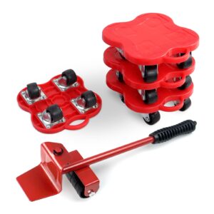 furniture lifter 4 wheels moving dolly for heavy duty, 360 rotation wheels furniture mover dolly, wheel dolly set of 4 in home warehouse for refrigerator sofa cabinet, maximum load 1102lbs (red)