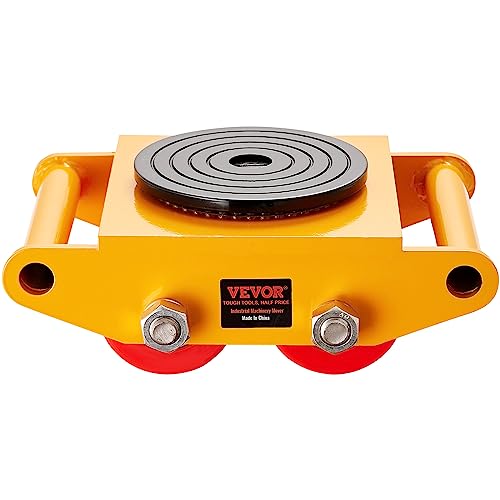 VEVOR Machinery Skate Dolly, 13,200 LBS/6T Industrial Machinery Mover, Heavy Duty Carbon Steel Machinery Moving Skate with 4 PU Wheels and 360° Rotation Non-Slip Cap for Warehouse, Workshop, Factory